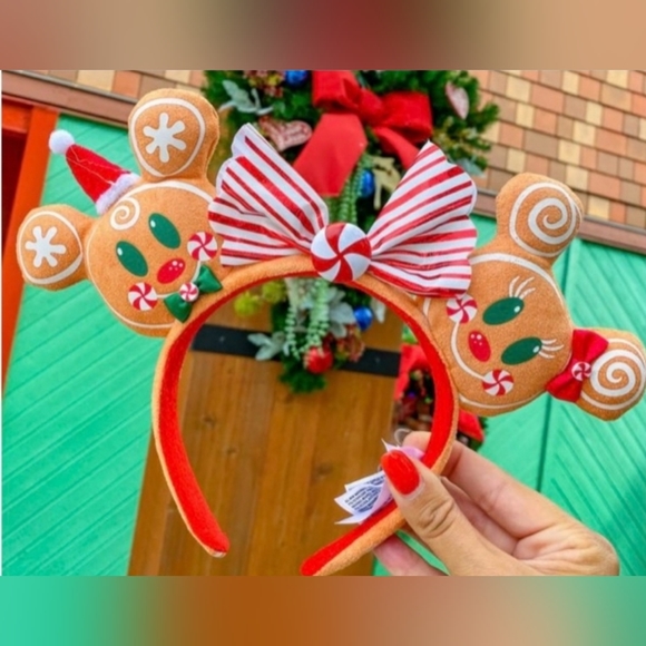 Disney | Accessories | Disney Minnie Mickey Gingerbread Ears Headband ...